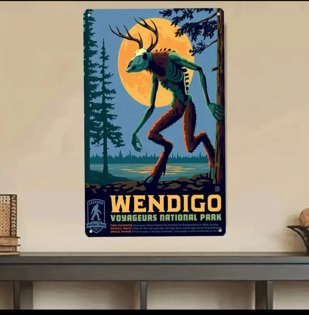 Wendigo Cryptid Cryptozoology Sheet SignAluminum Sign Metal Aluminum S ...